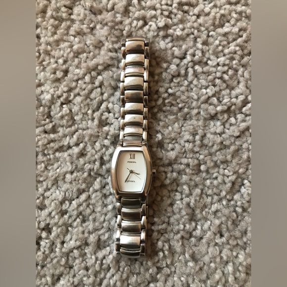 Accessories | Fossil Steel Fs2734 Silvertone Rectangle Shape Dial Watch ...